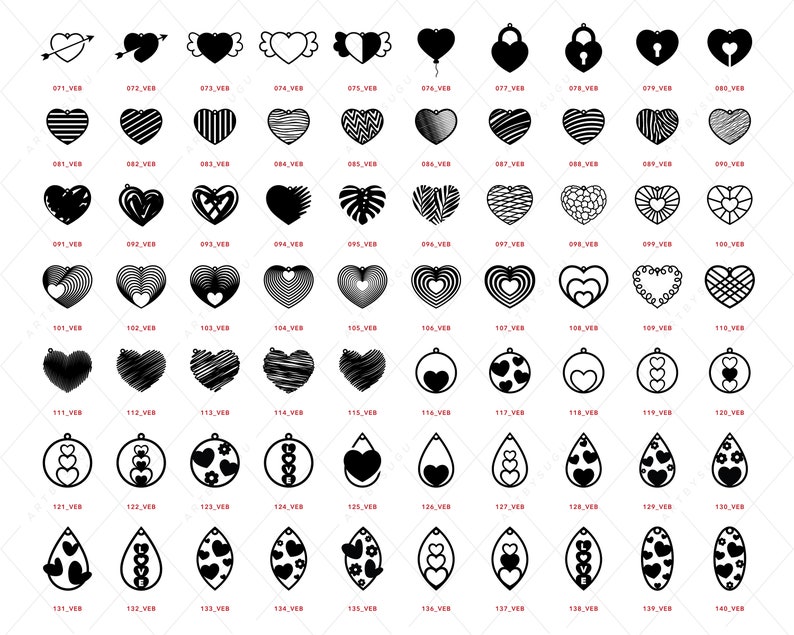 Valentine Earrings SVG Heart Earring SVG Design Bundle - Etsy
