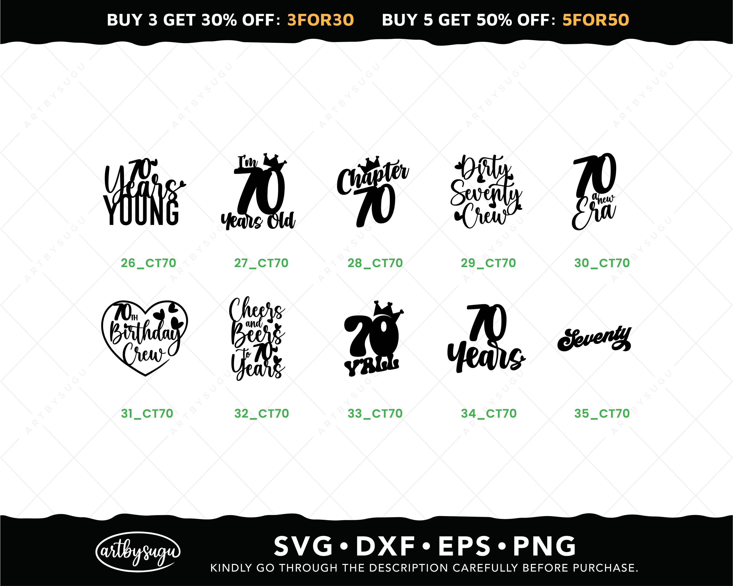 70th Birthday Cake Topper Svg Bundle, Cheers to 70 Years Png, 70 and ...