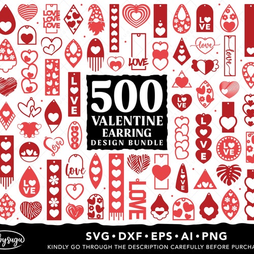 Love Tear Drop Earrings SVG Valentine Heart Earring Svg - Etsy