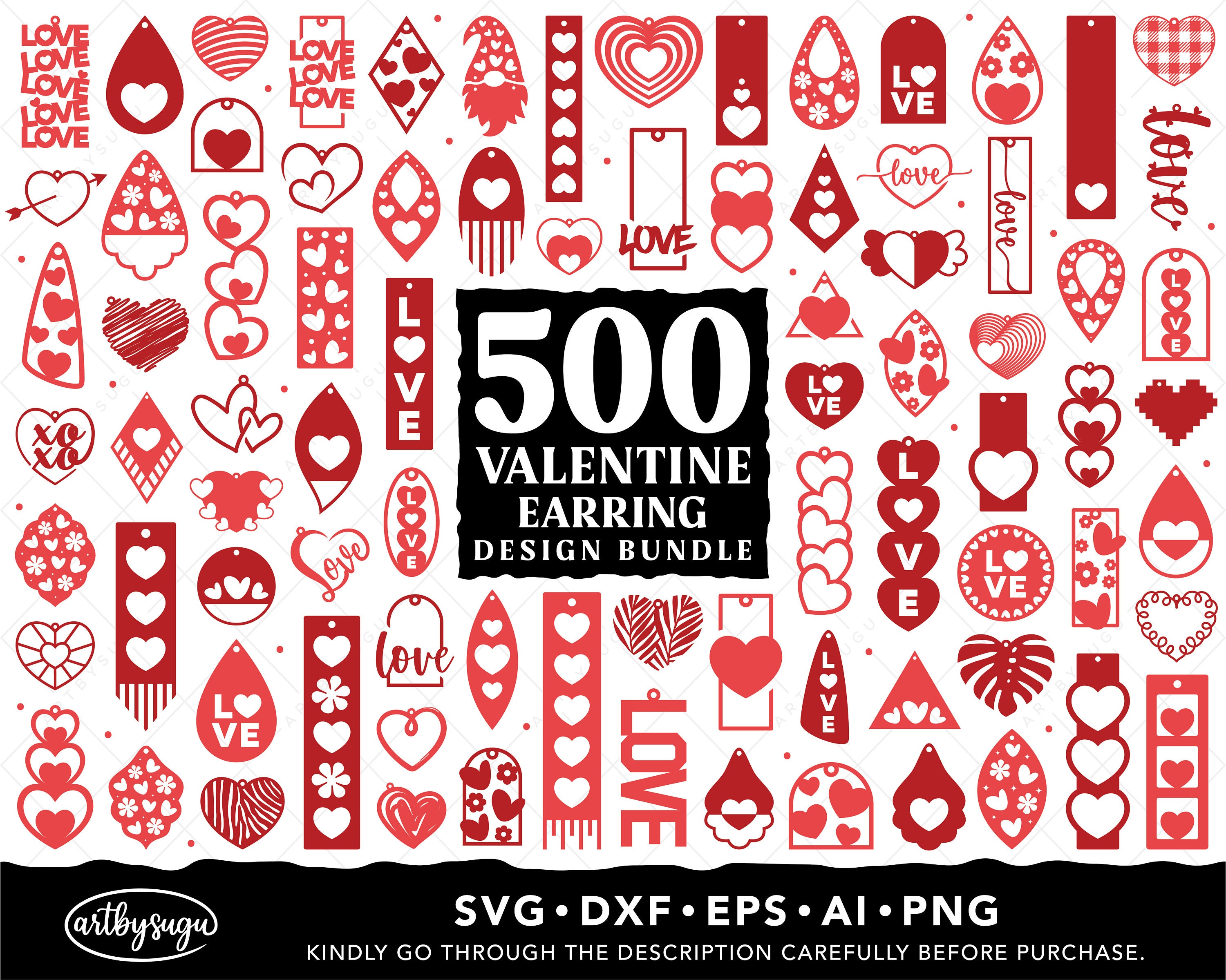 Valentine Earrings Svg Heart Earring Svg Design Bundle Etsy