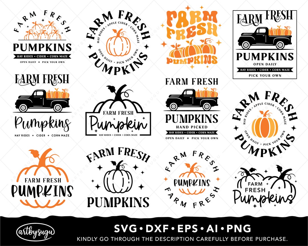 Farm Fresh Pumpkin SVG Bundle, Fall SVG Bundle, Fall Shirt SVG Design ...