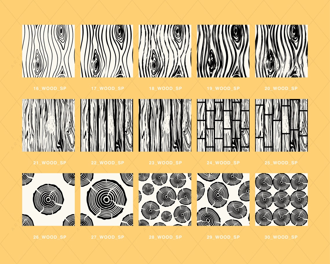 30 Hand Drawn Wood Seamless Pattern Set Hand Drawn Wood | Etsy