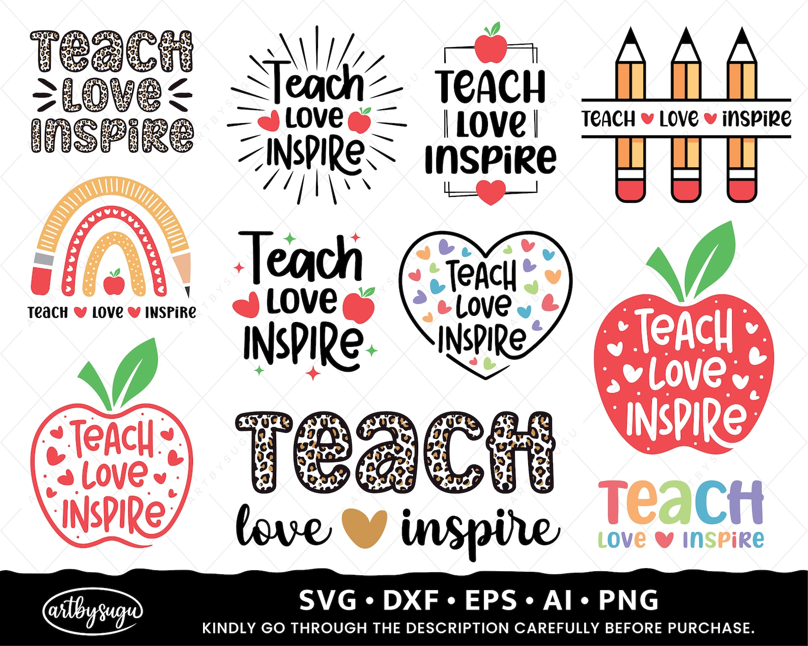 Teach Love Inspire SVG Leopard Teacher Shirt SVG Teacher SVG - Etsy