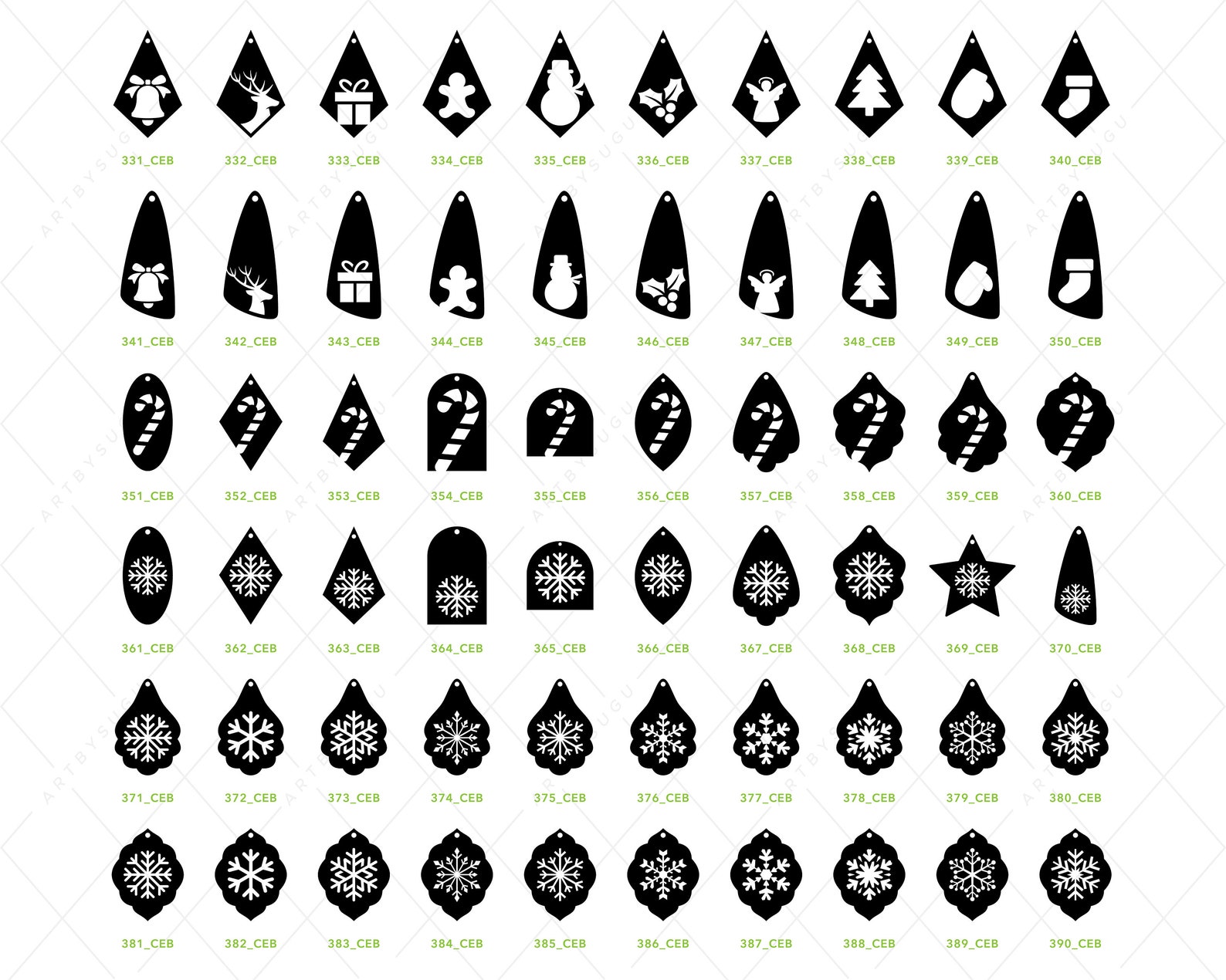 Christmas Earrings SVG Bundle, Winter Earring PNG Design (digital ...