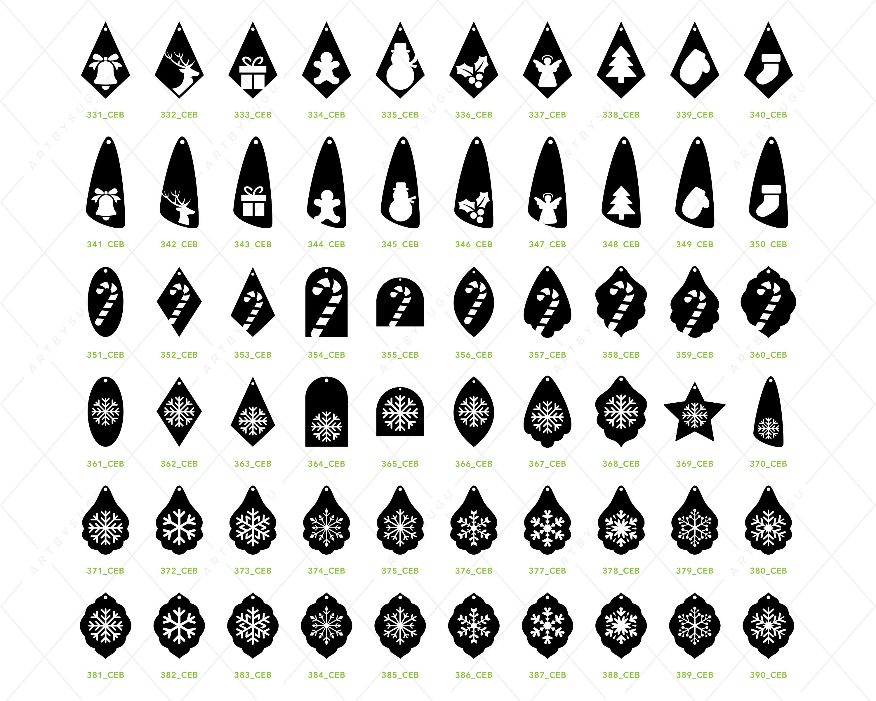 Christmas Earrings SVG Bundle, Winter Earring PNG Design (digital ...
