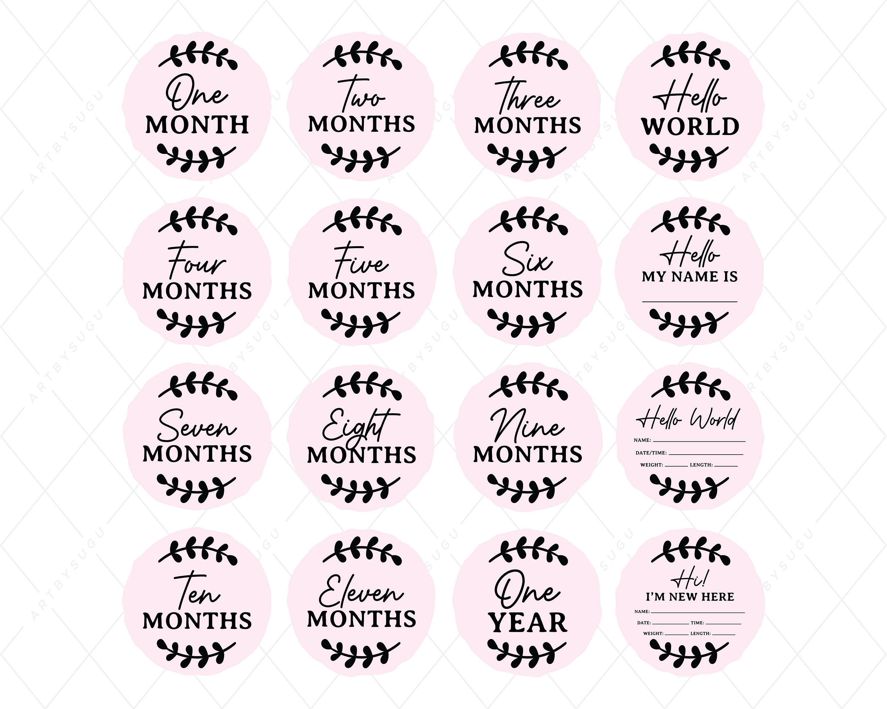 Baby Milestone Rounds SVG Hello World SVG Baby Sign SVG - Etsy