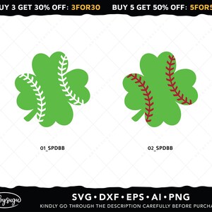 Baseball Shamrock Svg, St Patrick Svg, Four Leaf Clover Svg, Lucky Svg ...