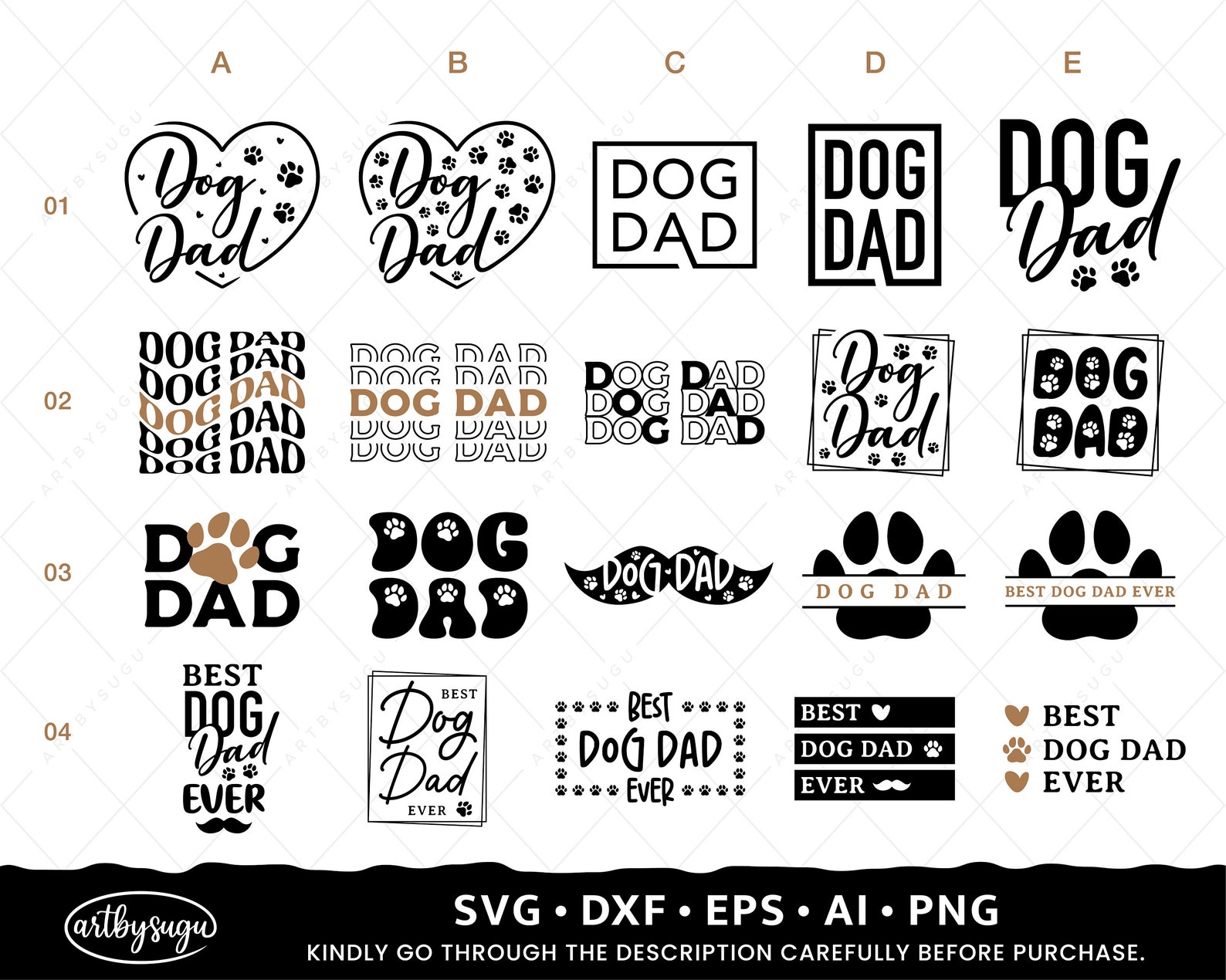 Dog Dad SVG Bundle Father's Day SVG Best Dog Dad Ever - Etsy
