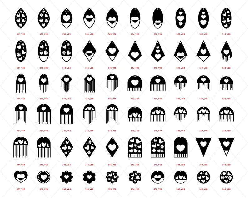 Valentine Earrings SVG Heart Earring SVG Design Bundle - Etsy