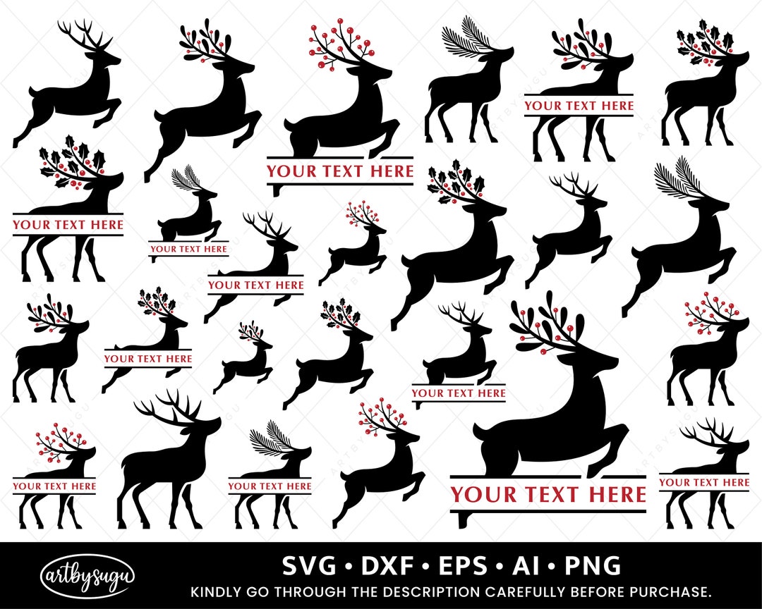 30 Merry Christmas Reindeer SVG, Christmas Monogram Svg, Reindeer Svg ...