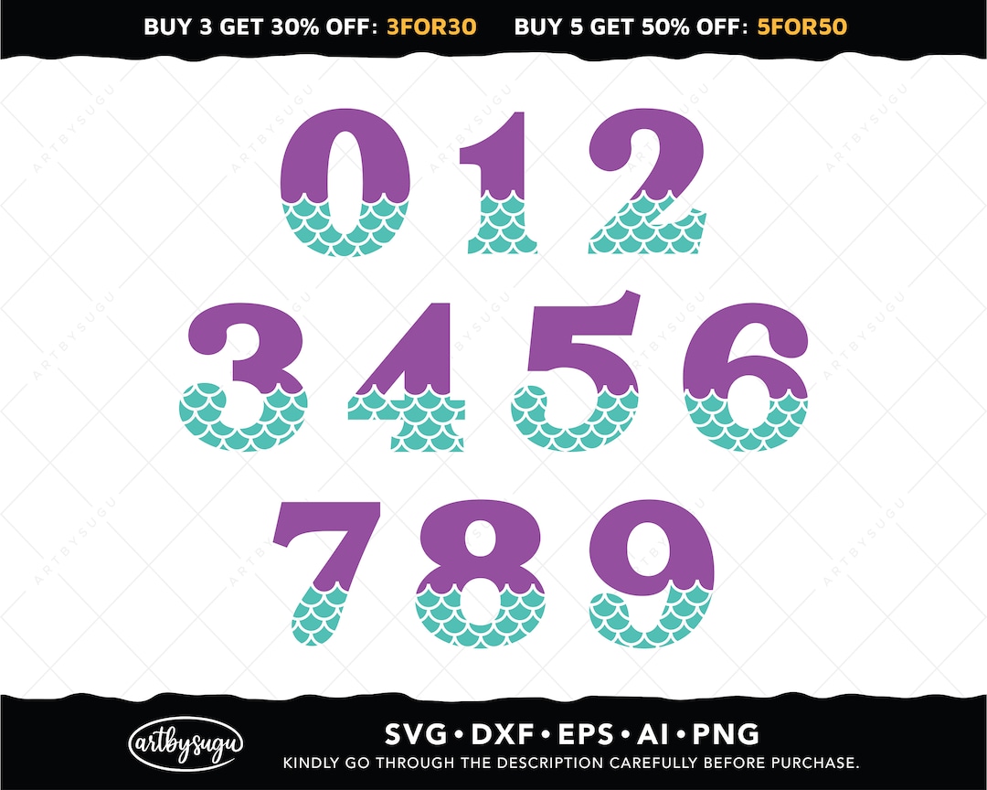 Mermaid Birthday Svg, Mermaid Number Svg, Mermaid Birthday Number 0-9 ...