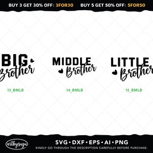 Brother Svg Bundle, Big Brother Svg, Middle Brother Svg, Little Brother ...