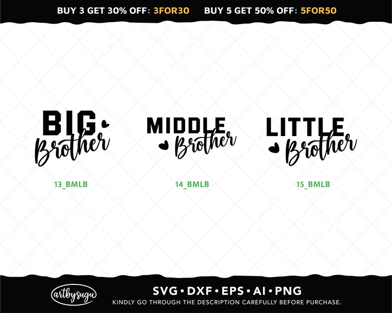 Brother Svg Bundle, Big Brother Svg, Middle Brother Svg, Little Brother ...
