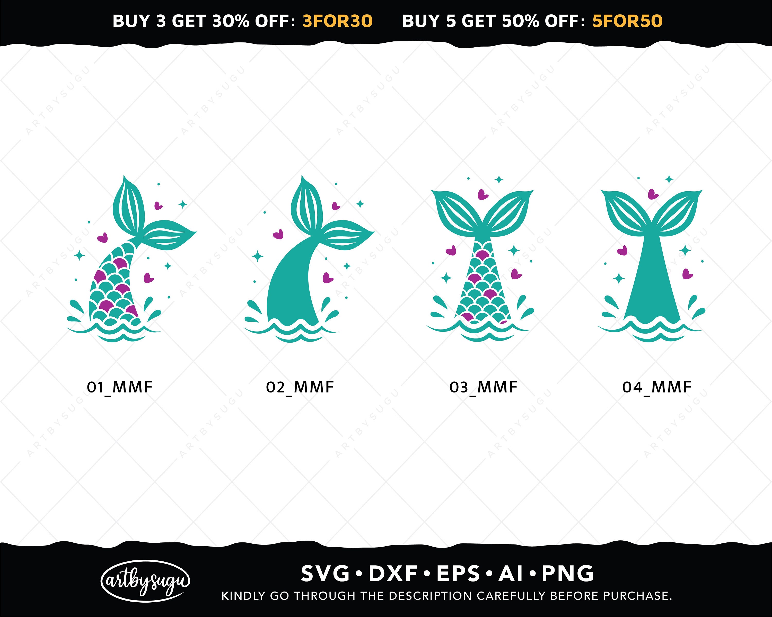 Mermaid Tail Monogram SVG Bundle, Mermaid Tail Svg, Mermaid Svg Cricut ...