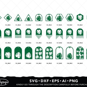 Monstera Leaf Earrings Svg Bundle, Monstera Earring Svg, Tropical ...