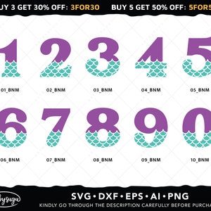 Mermaid Birthday Svg, Mermaid Number Svg, Mermaid Birthday Number 0-9 ...