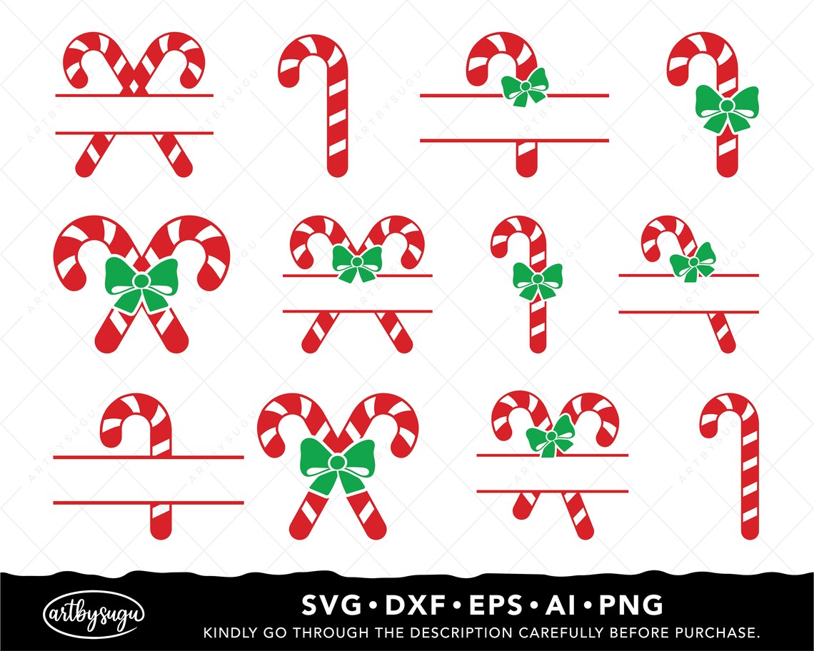 Candy Cane Split Monogram SVG Bundle - Etsy