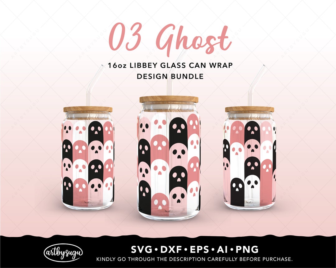 Ghost Libbey Glass Can Wrap Svg Bundle, Halloween Can Glass Svg, Beer ...