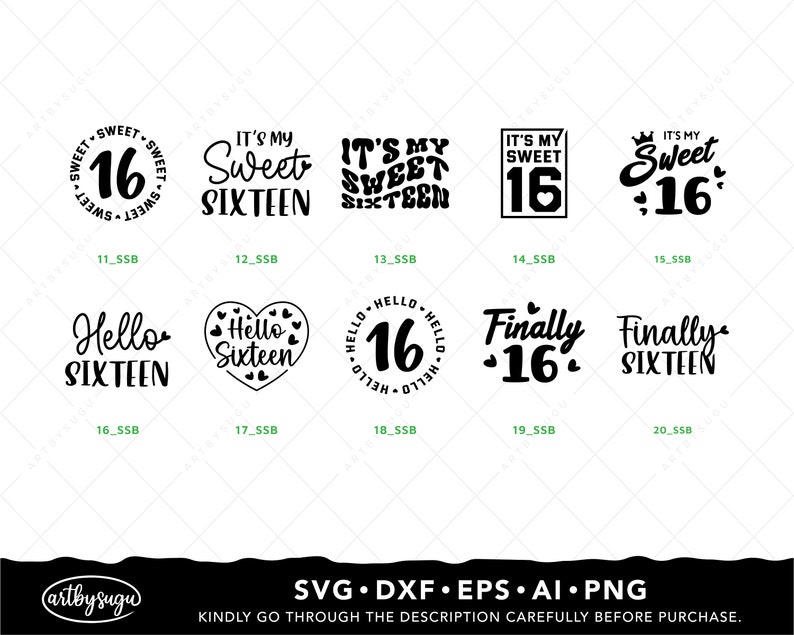 Sweet Sixteen SVG Bundle, Sweet 16 SVG, 16th Birthday Svg, Birthday ...