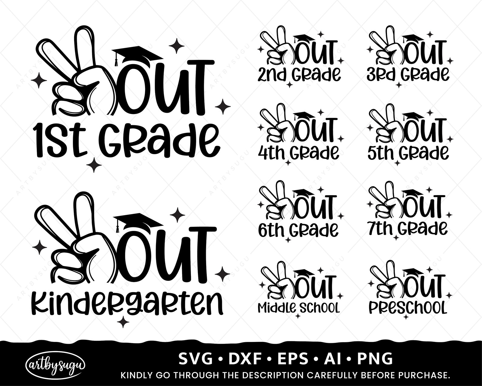 Peace Out Grade SVG Last Day of School SVG Graduation SVG - Etsy