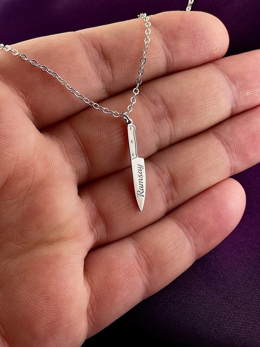 Personalized Chef Knife Necklace, 925 Sterling Silver Knife Necklace ...