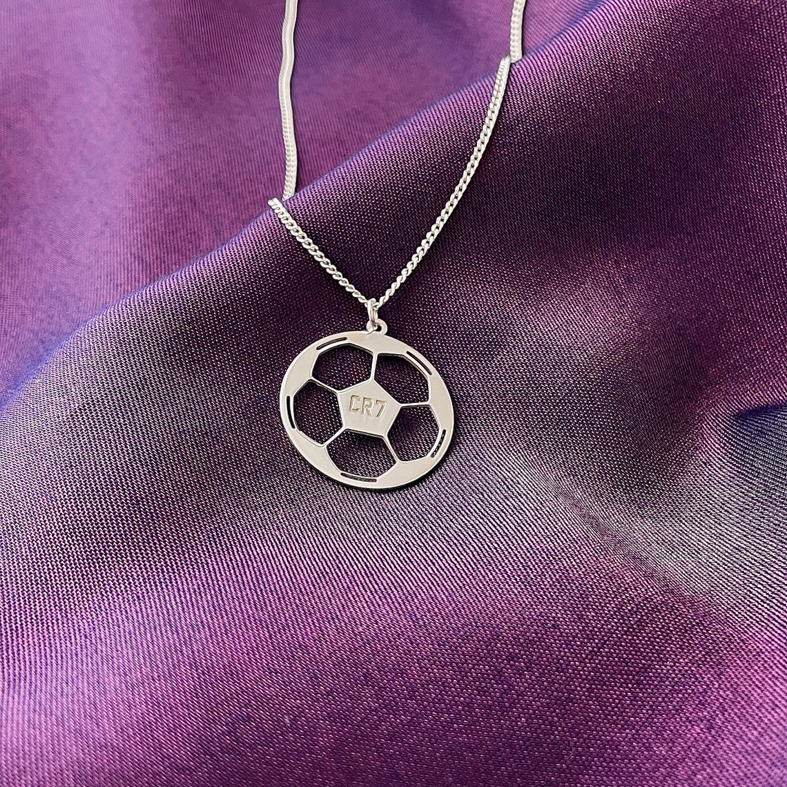 925 Sterling Silver Soccer Ball Necklace , Sport Jewelry, Soccer Ball ...