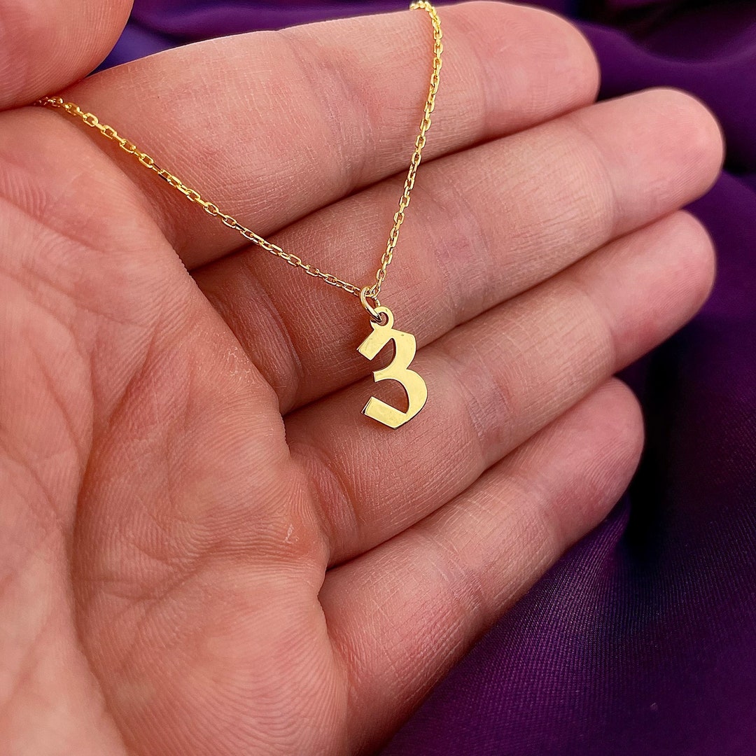 Personalized Number Necklace, 14K Gold Number Necklace, Custom Necklace ...