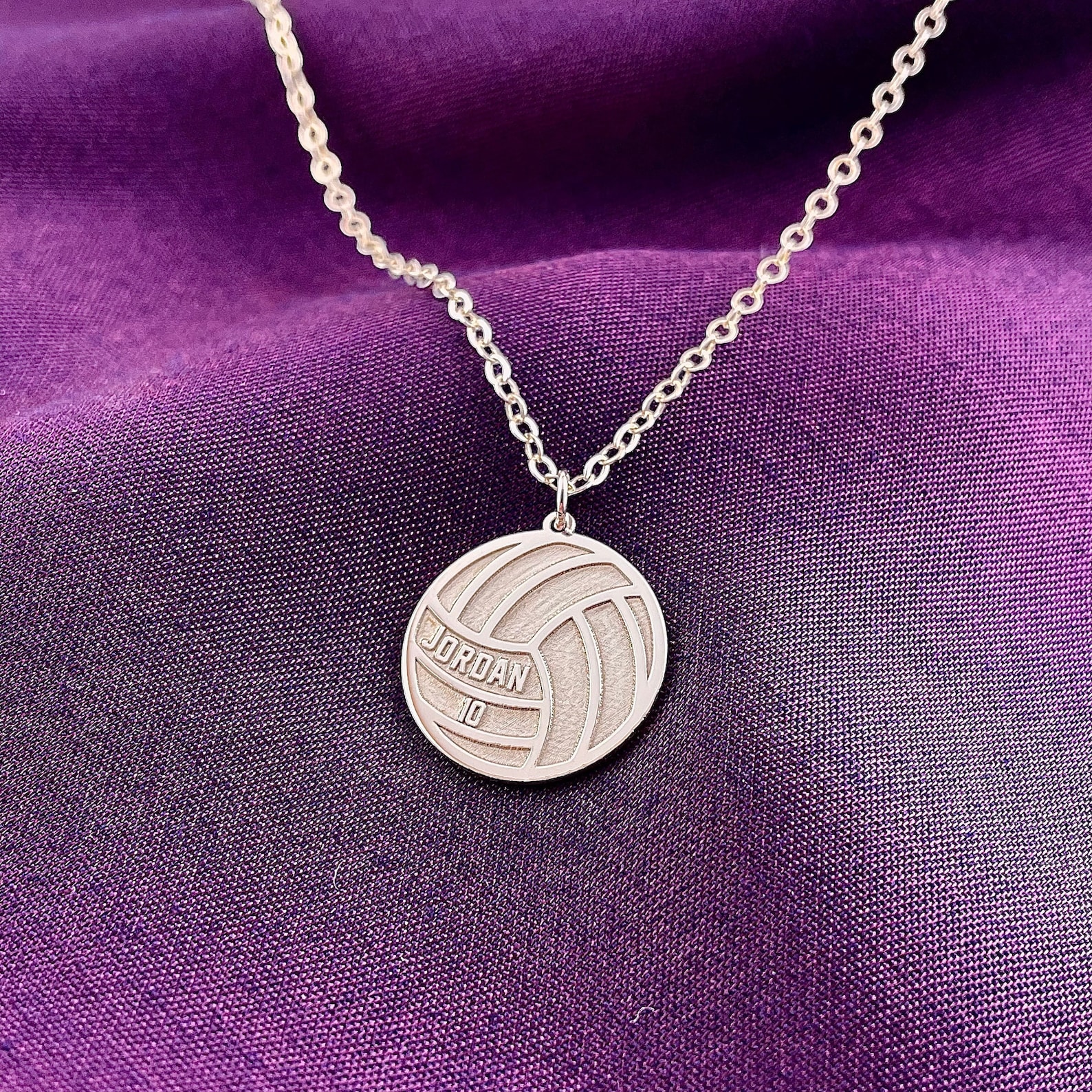 Volleyball Necklace in 925 Sterling Silver Metal, Sport Jewelry ...