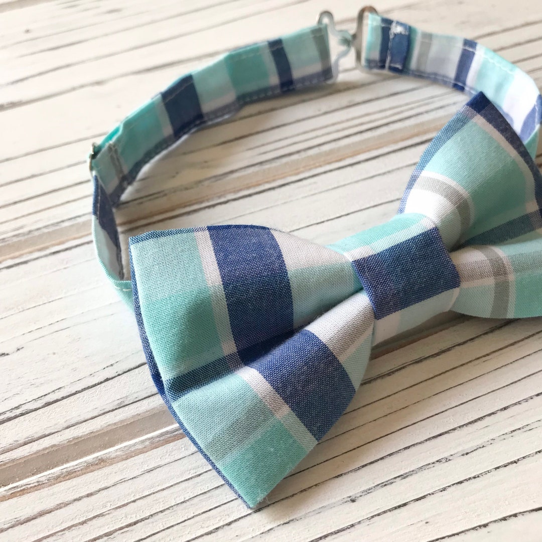 Blue Checker Bow Tie - Etsy