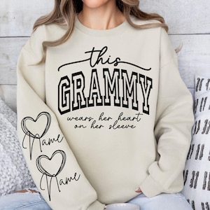 This Grammy Wears Her Heart on Her Sleeve SVG, PNG Files, Grammy Shirt ...