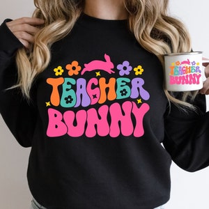 Teacher Bunny SVG PNG DXF Files, Retro Teacher Svg, Teacher Easter Svg ...