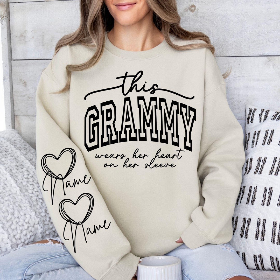 This Grammy Wears Her Heart on Her Sleeve SVG, PNG Files, Grammy Shirt ...