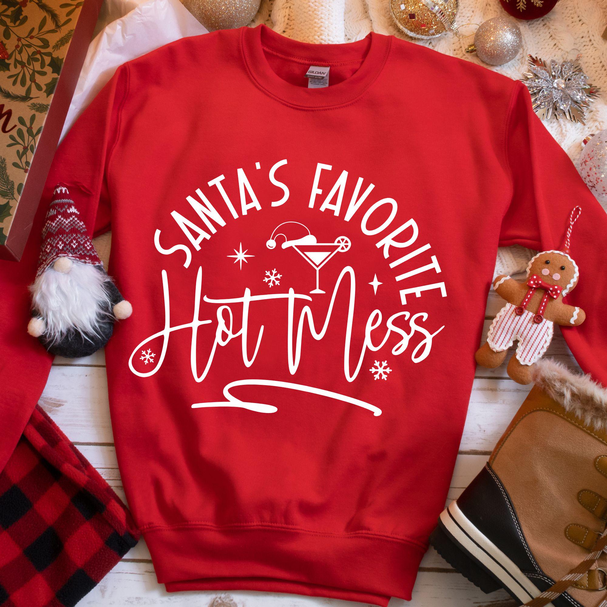 Santa’s Favorite Hot Mess SVG, PNG Files, Funny Christmas Sweater ...
