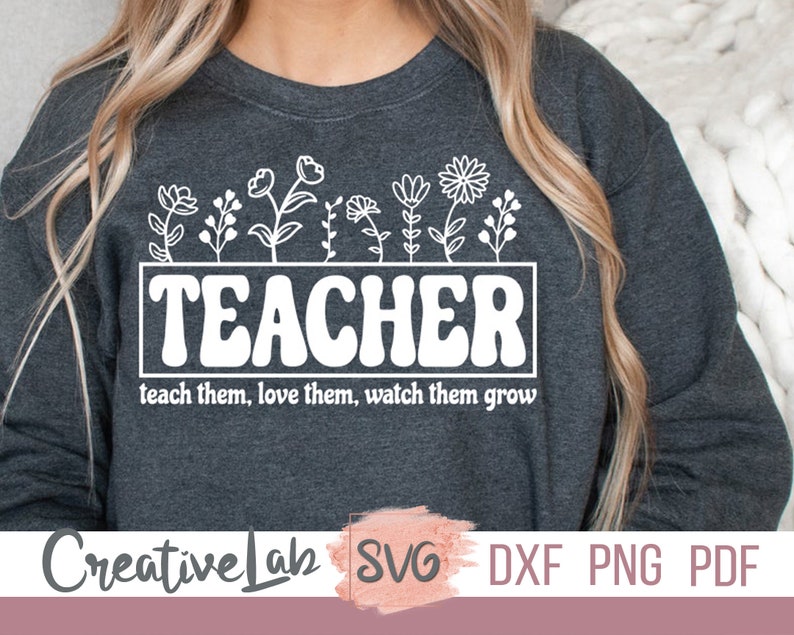 Teach Them Love Them Watch Them Grow SVG, PNG Files, Teacher Svg ...
