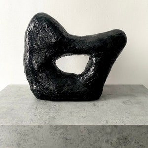 Minimalist Black Handmade Plaster Sculpture, Gypsum Statue, Black ...