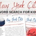 New York City Word Search Puzzle for Kids Homeschool Lesson | Etsy