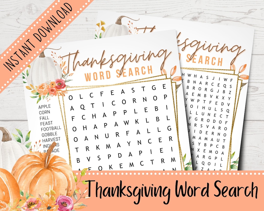 Thanksgiving Word Search Bundle | Thanksgiving Puzzles | Printable Fall ...