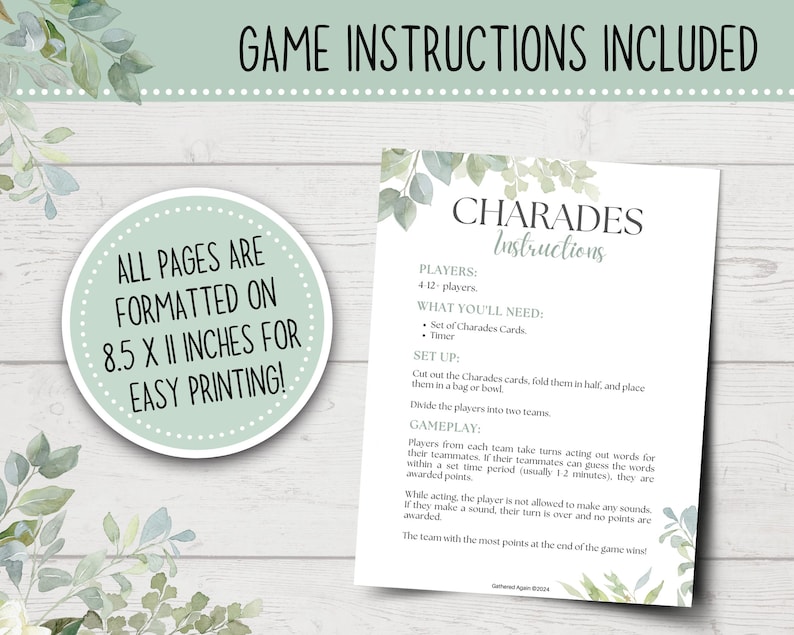 Baby Shower Charades Game | Printable Baby Shower Acting Game | Baby ...
