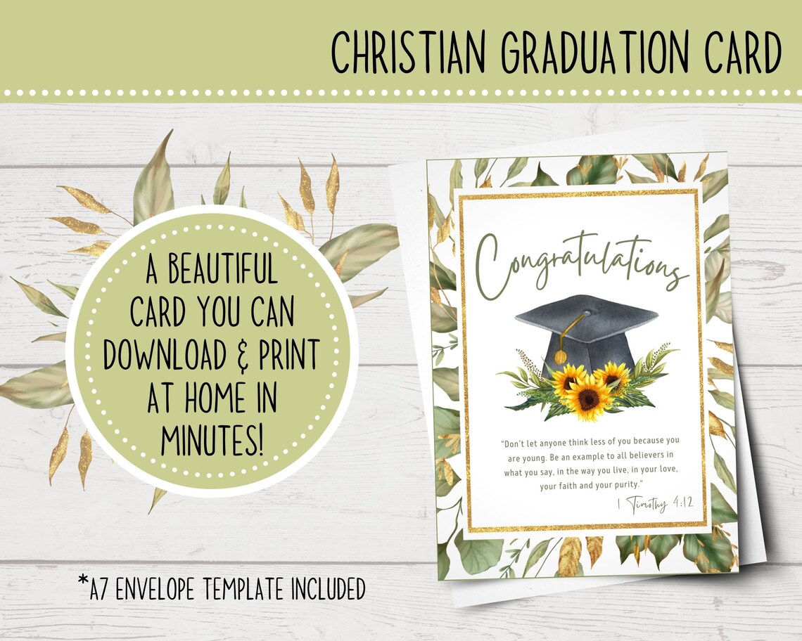 Printable Graduation Card | Sunflower Graduation Card | Christian Card ...
