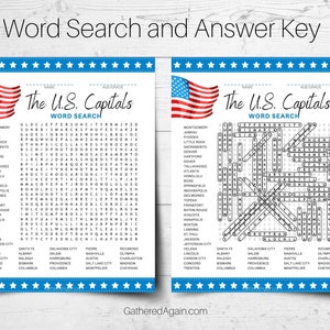 The United States and Capitals Word Search Pack for Kids Homeschool ...