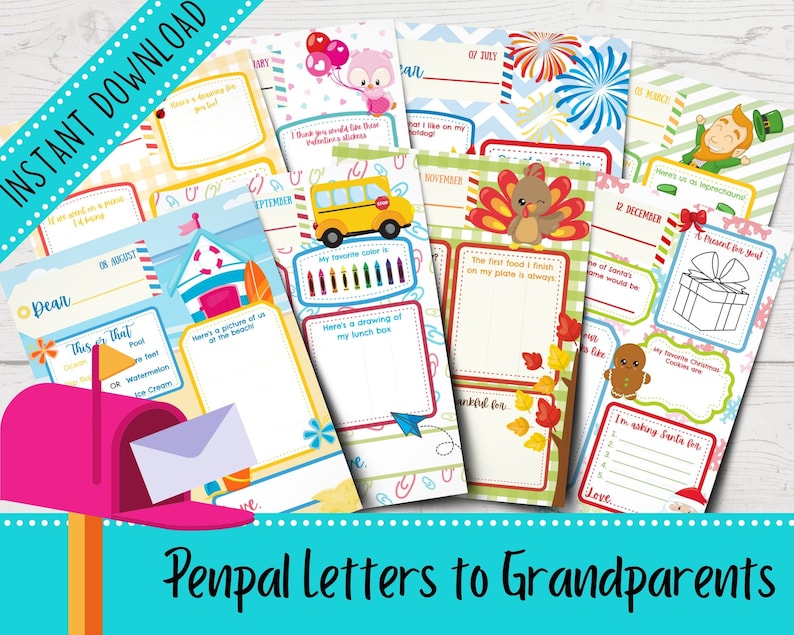 Year of Penpal Letters to Grandparents | 12 Months of Penpal Letters ...