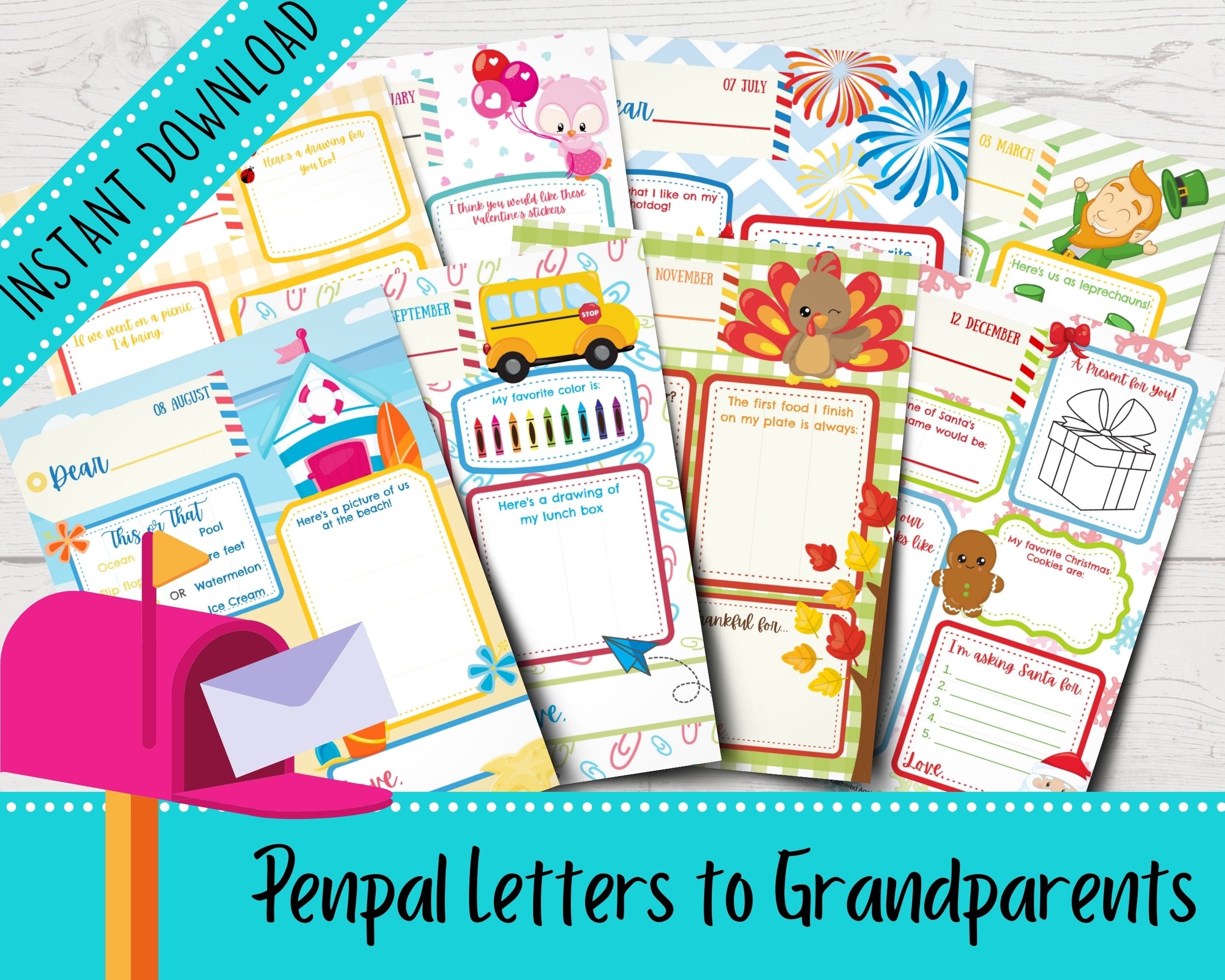 Year of Penpal Letters to Grandparents | 12 Months of Penpal Letters ...
