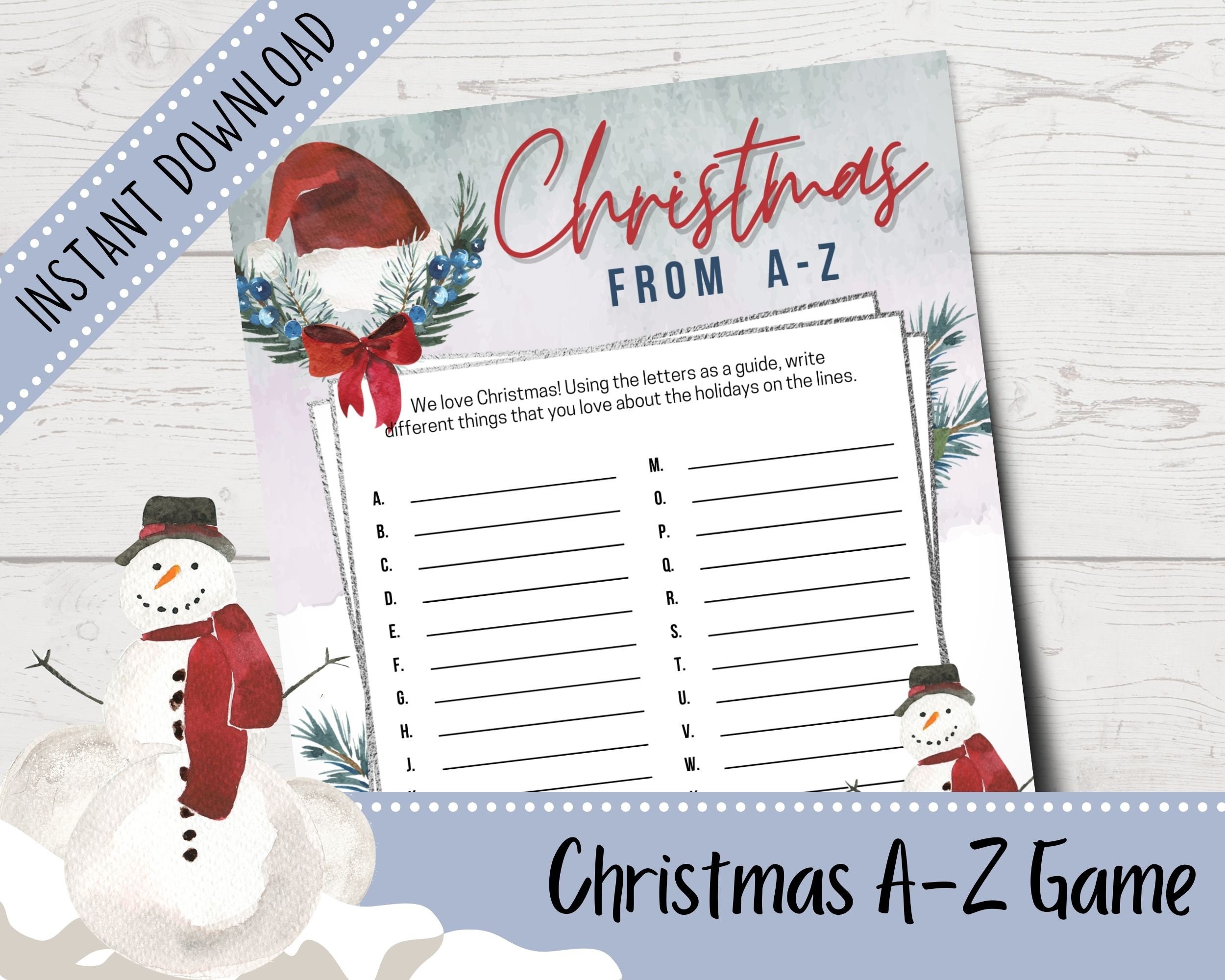 Christmas A-Z Game Christmas Party Game Christmas Icebreaker Game ...