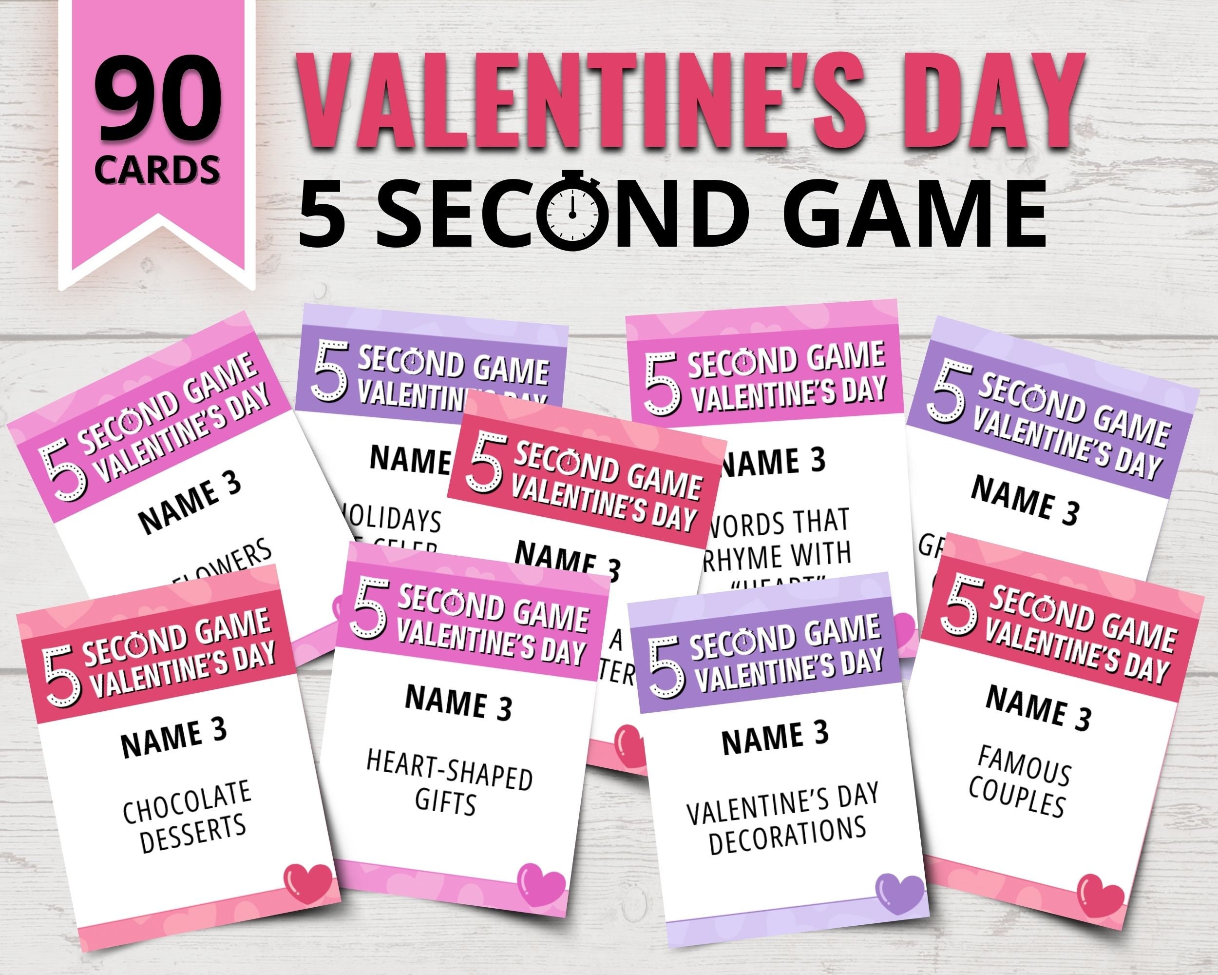 Valentine's Day 5 Second Game | Printable Valentine's Day Games ...