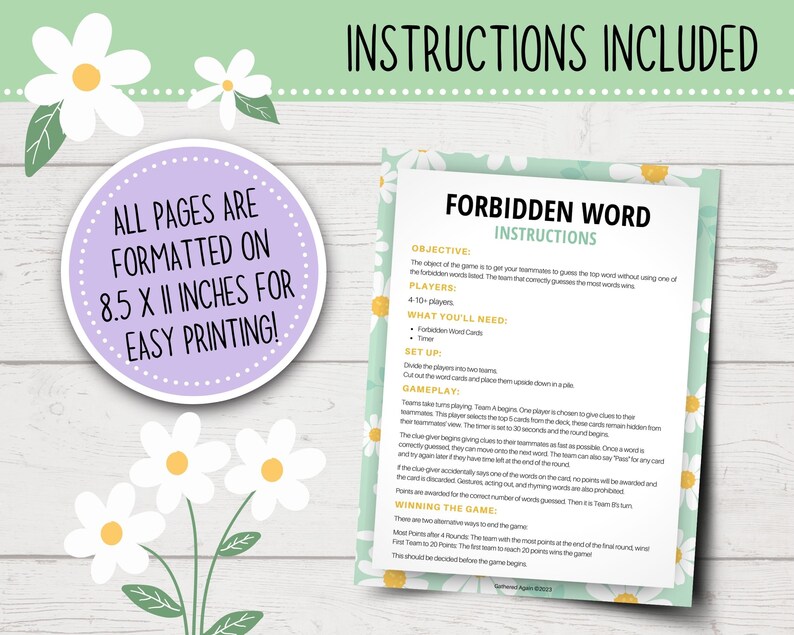 Mom-edition Forbidden Word Game | Mother's Day Taboo-style Game ...