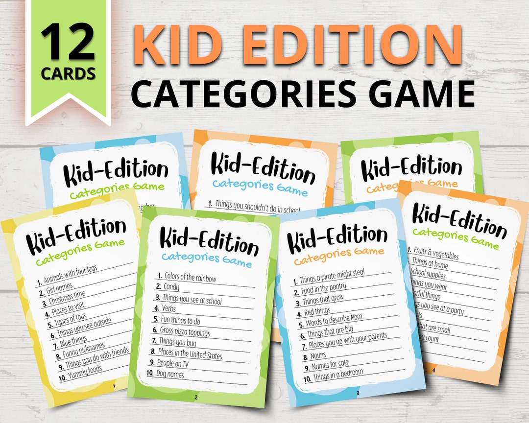 Kid-edition Categories Game Printable Scattergories-inpired Game for ...