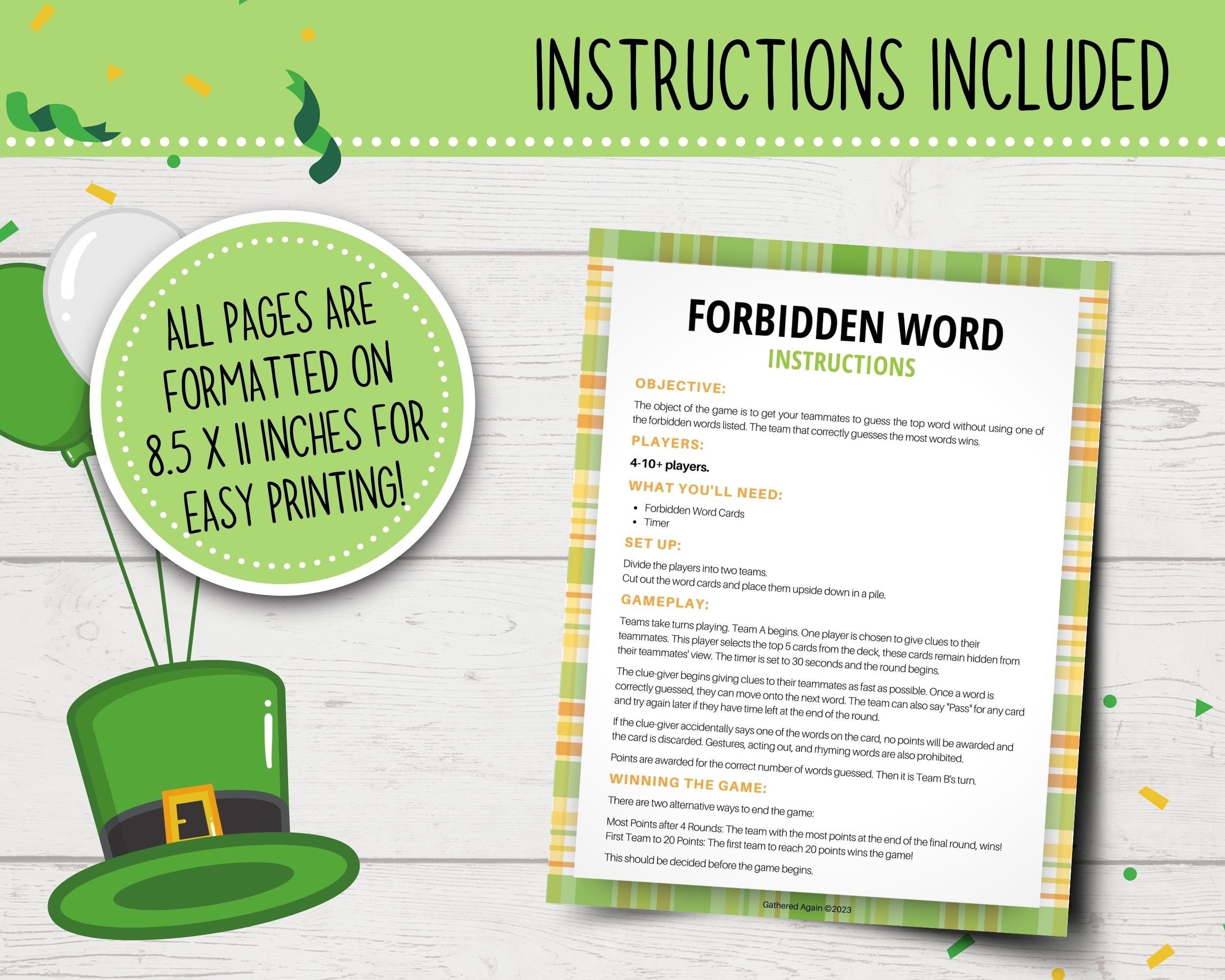 Juego de palabras prohibido del Día de San Patricio / Juego imprimible ...