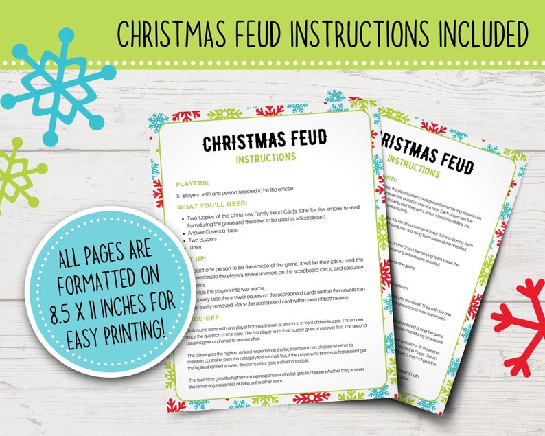 Printable Christmas Feud Game Printable Christmas Family - Etsy
