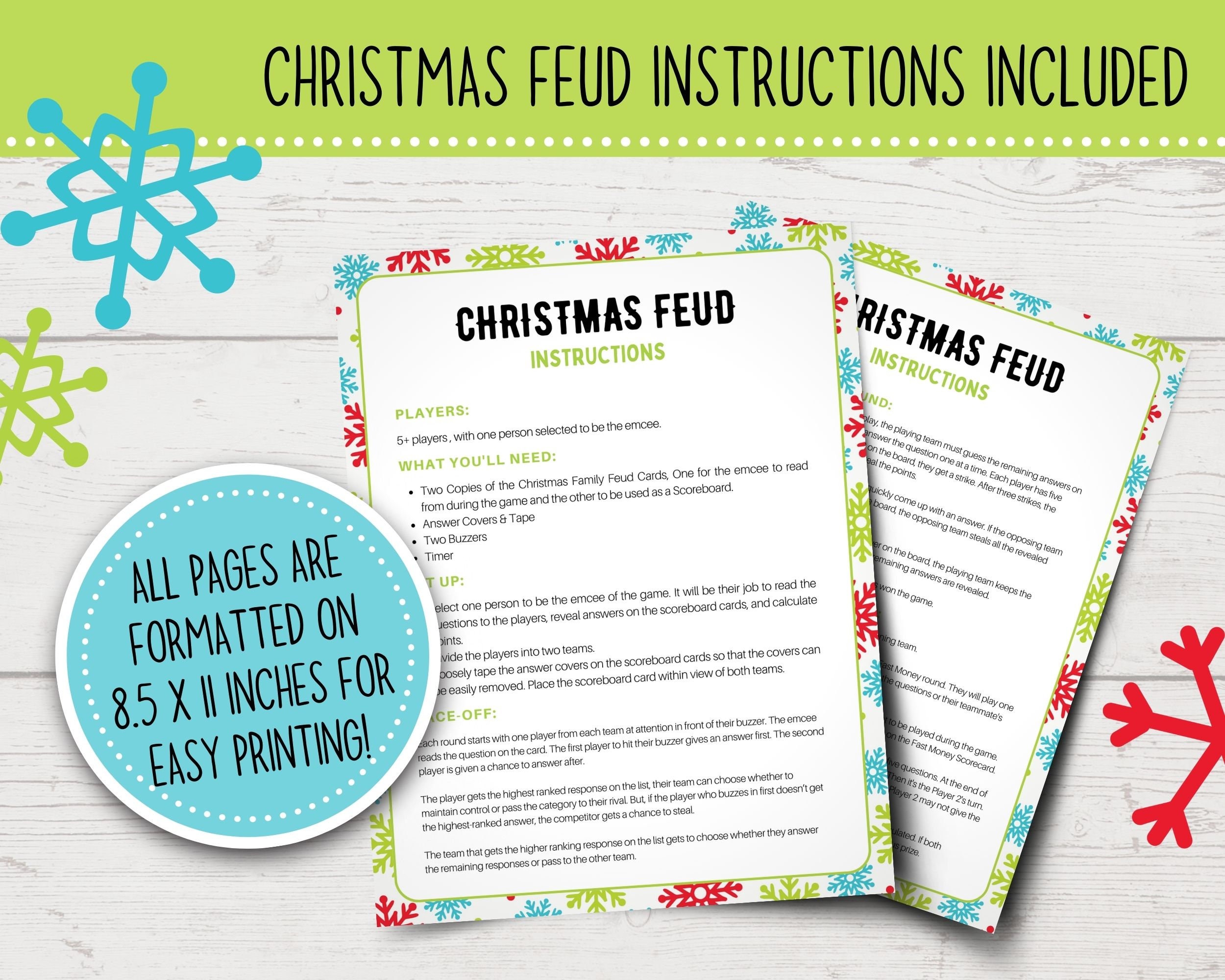 Printable Christmas Feud Game Printable Christmas Family - Etsy