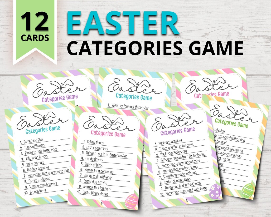 Easter Categories Game | Family Easter Games | Printable Easter Party ...